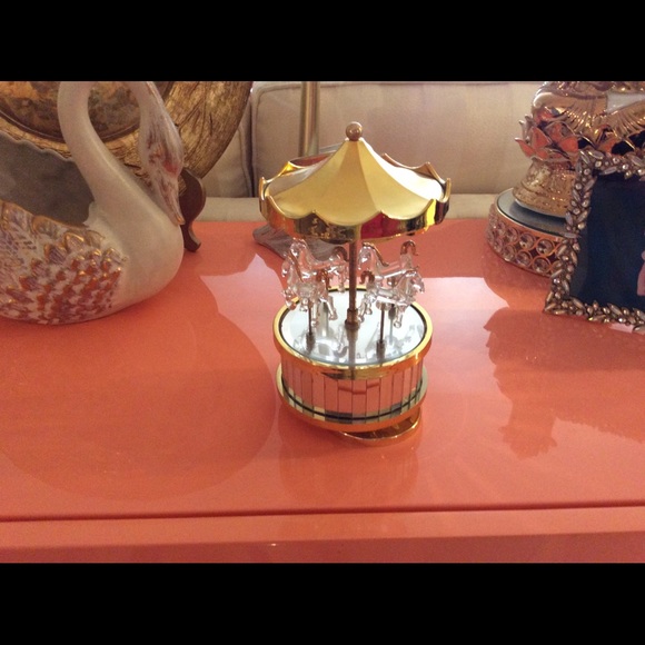 Accents | Carousel Brass And Mirror Round Music Box | Poshmark